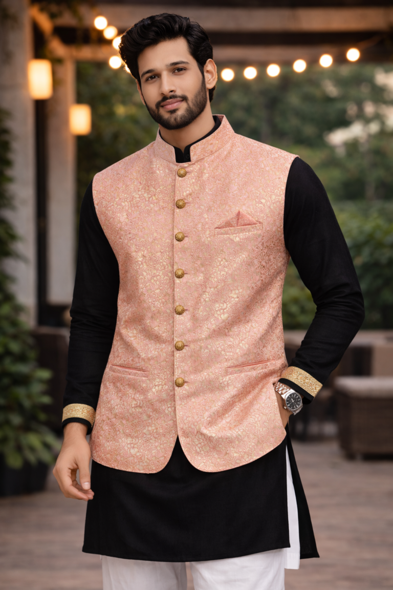 Classy Panjabi and Koti Set for a Timeless Look(Misty & Black) - NSS ...